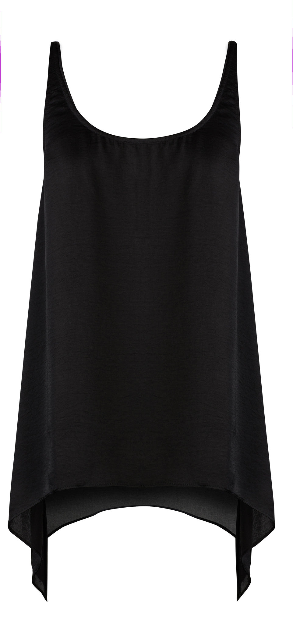 BLACK SATIN SCOOP BACK TANK – Delikate Rayne